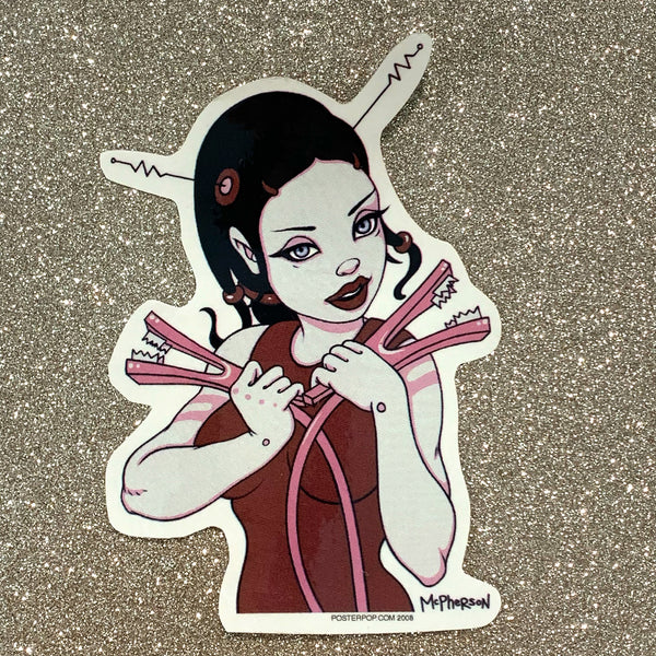 Jumper Cable Girl Sticker - The Cotton Candy Machine